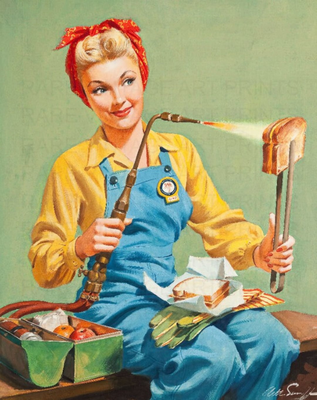 Vintage Retro Kitchen Art Pin-up Poster Grilled Cheese Toasted Sandwich ...
