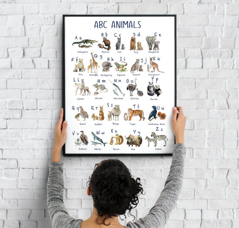 ABC Alphabet Watercolor A-Z Animals Poster PRINTABLE Art | Etsy