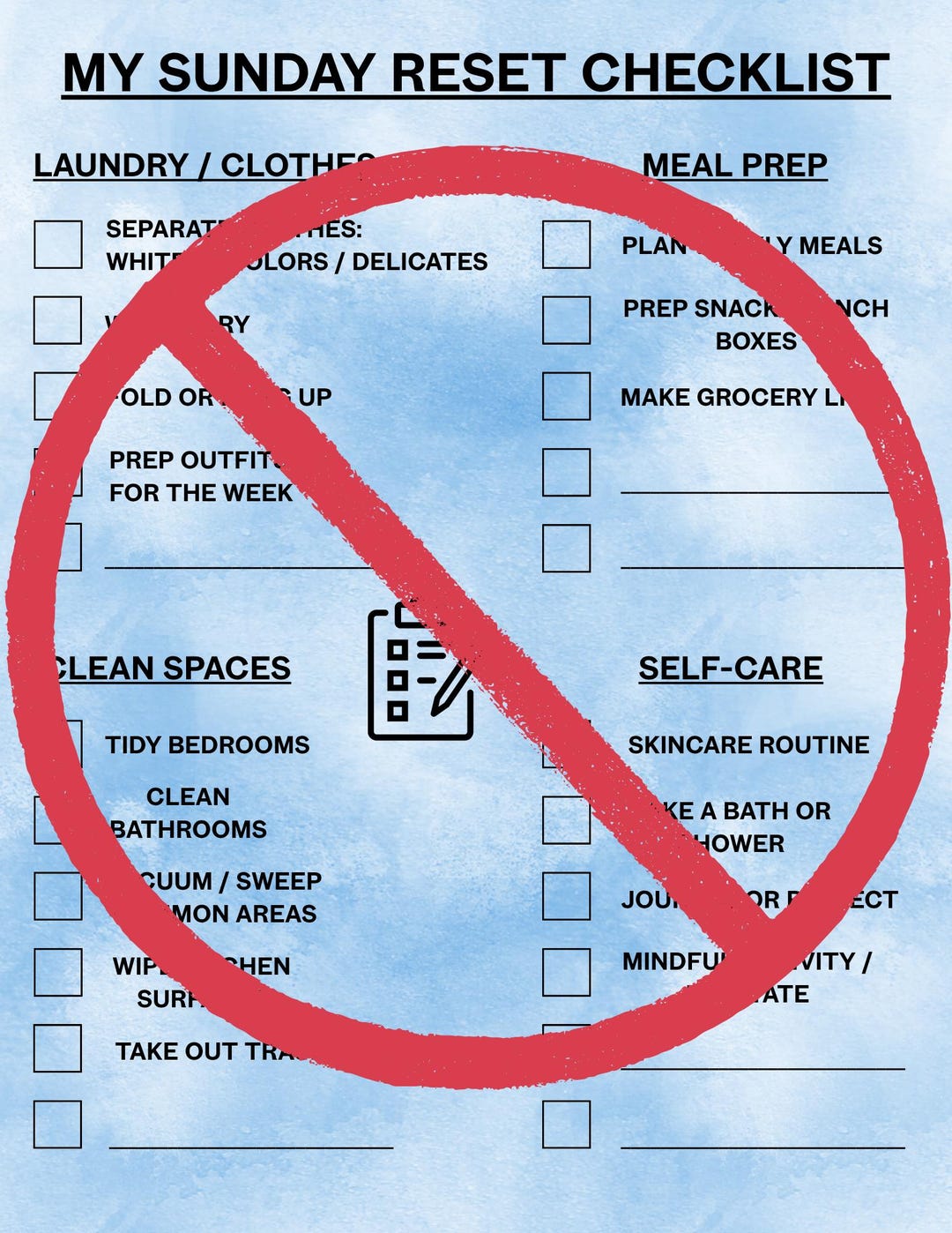 Sunday Reset Planner Bundle: Self Care Checklist (digital Download ...