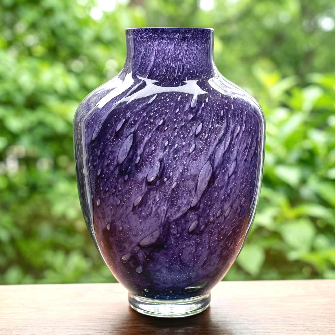 Purple Glass Vase - Purple Vases for Flowers, Hand Blown Glass Vase ...