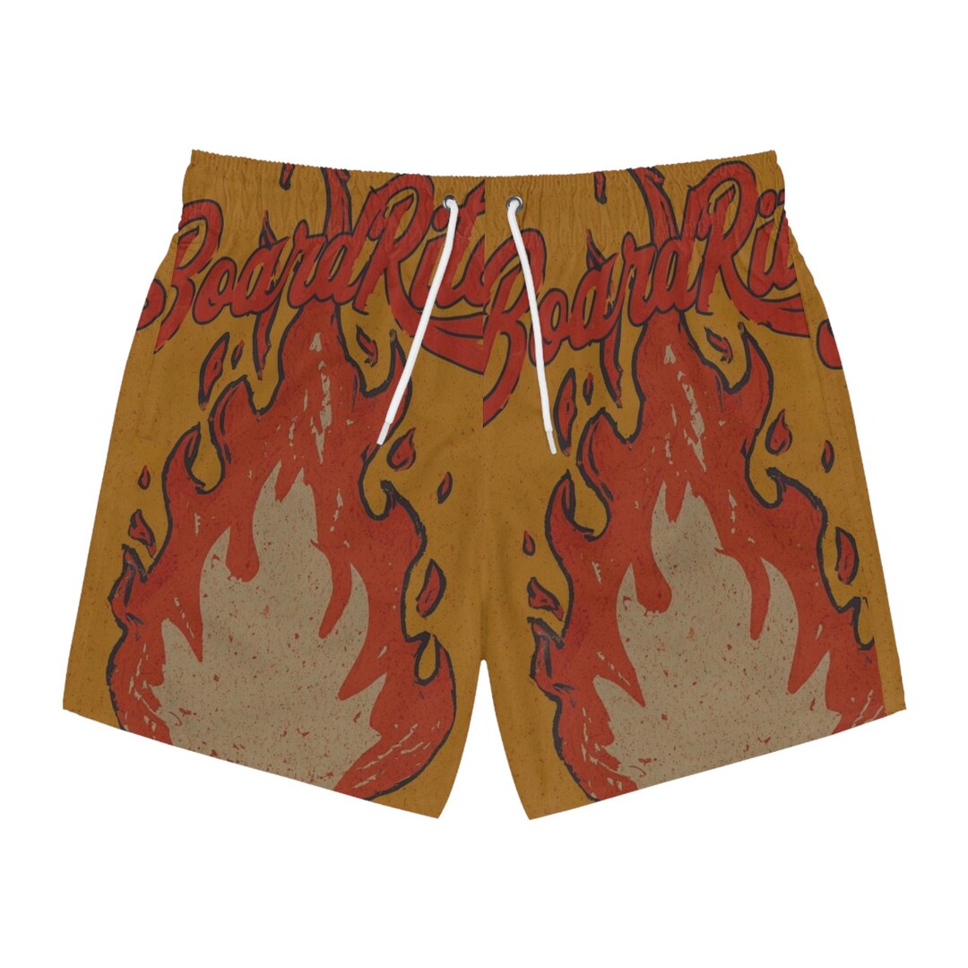 Flame Logo Swim Trunks, Men's Swimsuit, Beach Shorts, Speedo Shorts ...