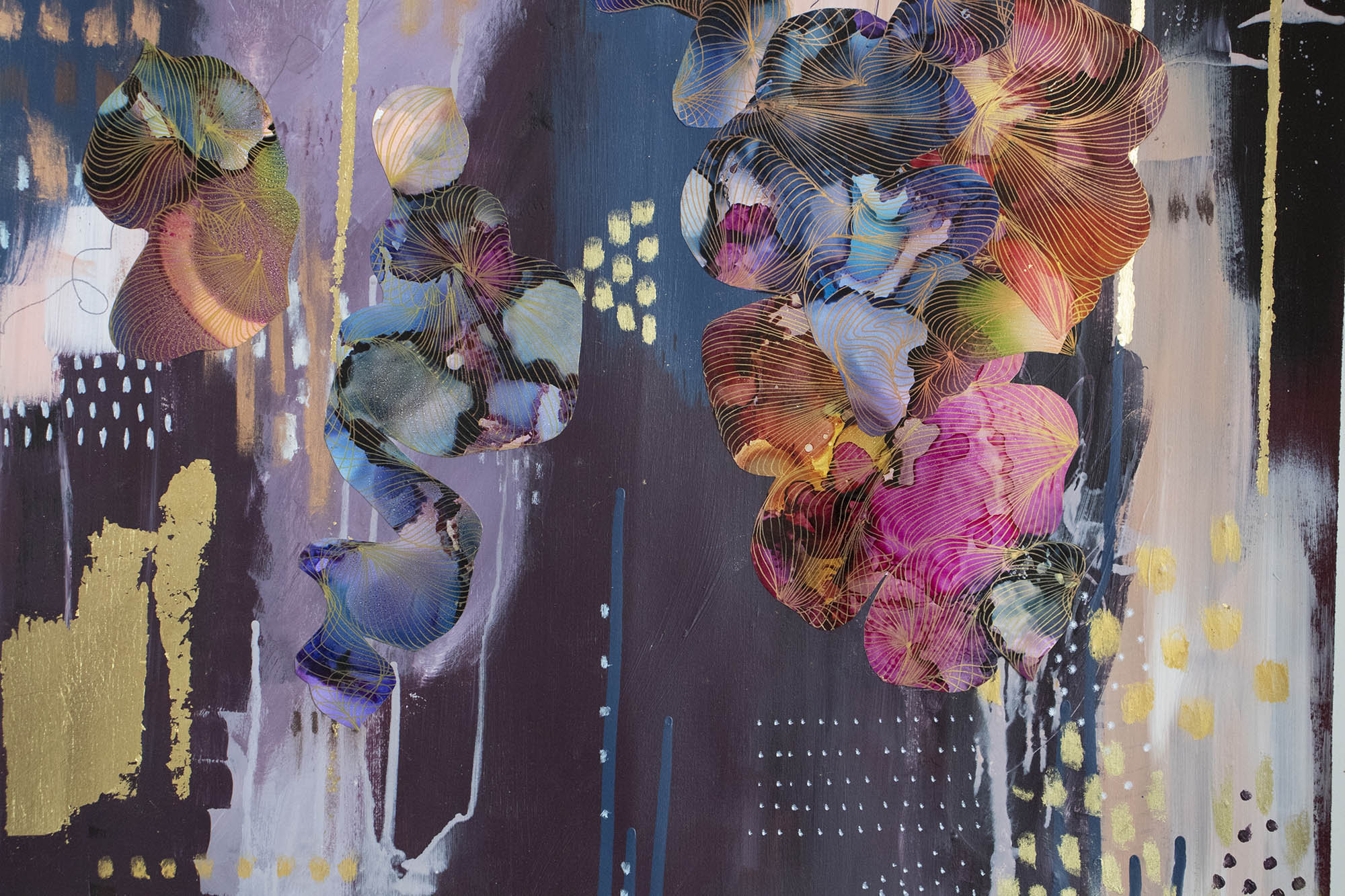 Invoke - Original Abstract Mixed Media Collage Art - Deep Crimson ...