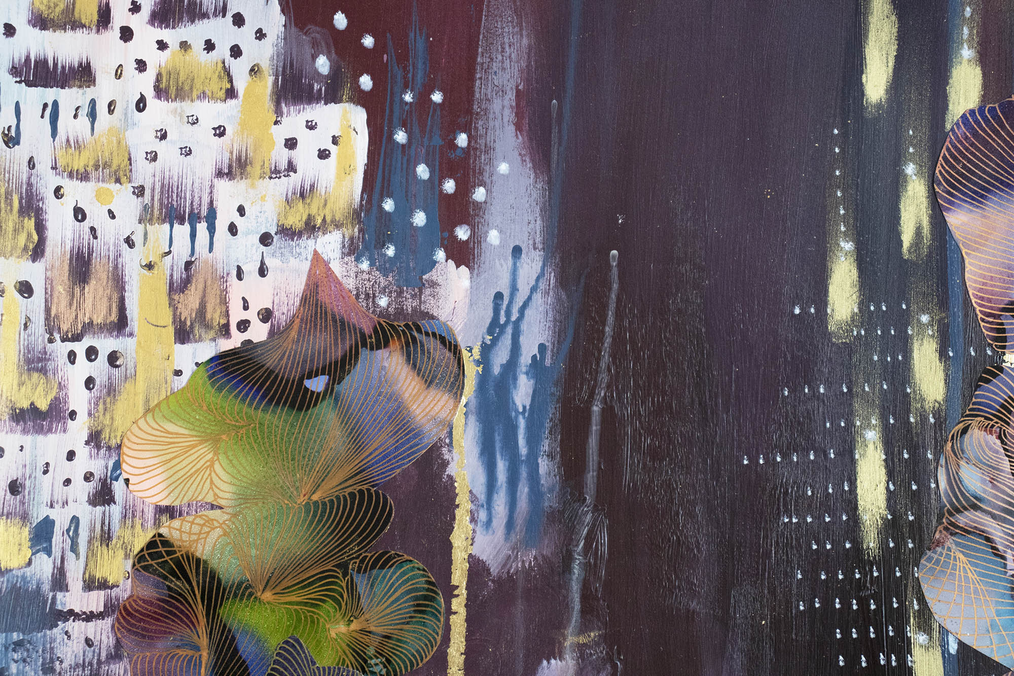 Invoke - Original Abstract Mixed Media Collage Art - Deep Crimson ...