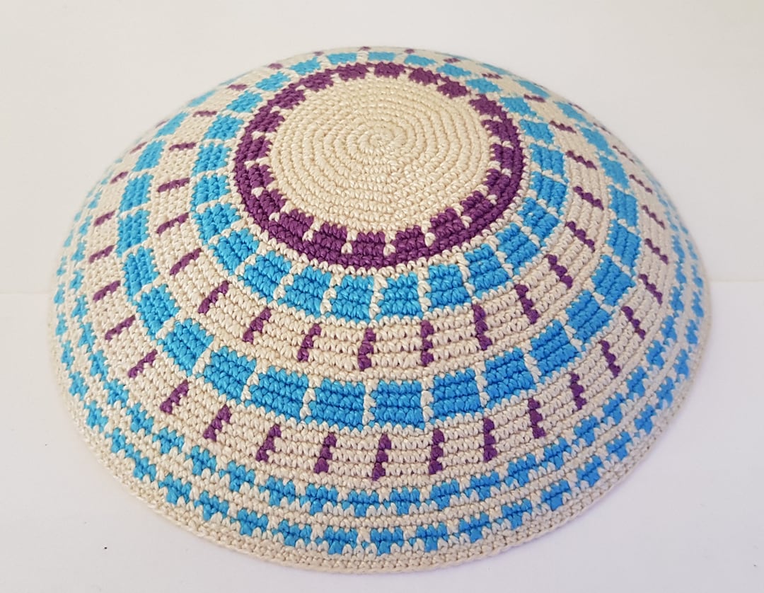Kippah Jewish Kipa Hand Knit Kippot Vog 16cm Judaica Crochet Yarmulke ...