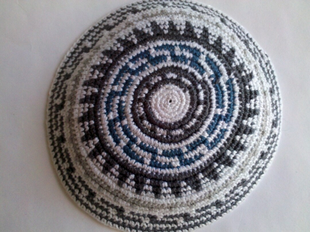 Kippah Jewish Kipa Hand Knit Kippot Vog 12cm Judaica Crochet - Etsy