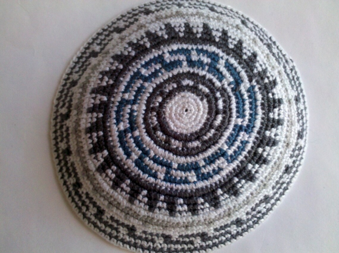 Kippah Jewish Kipa Hand Knit Kippot Vog 12cm Judaica Crochet - Etsy