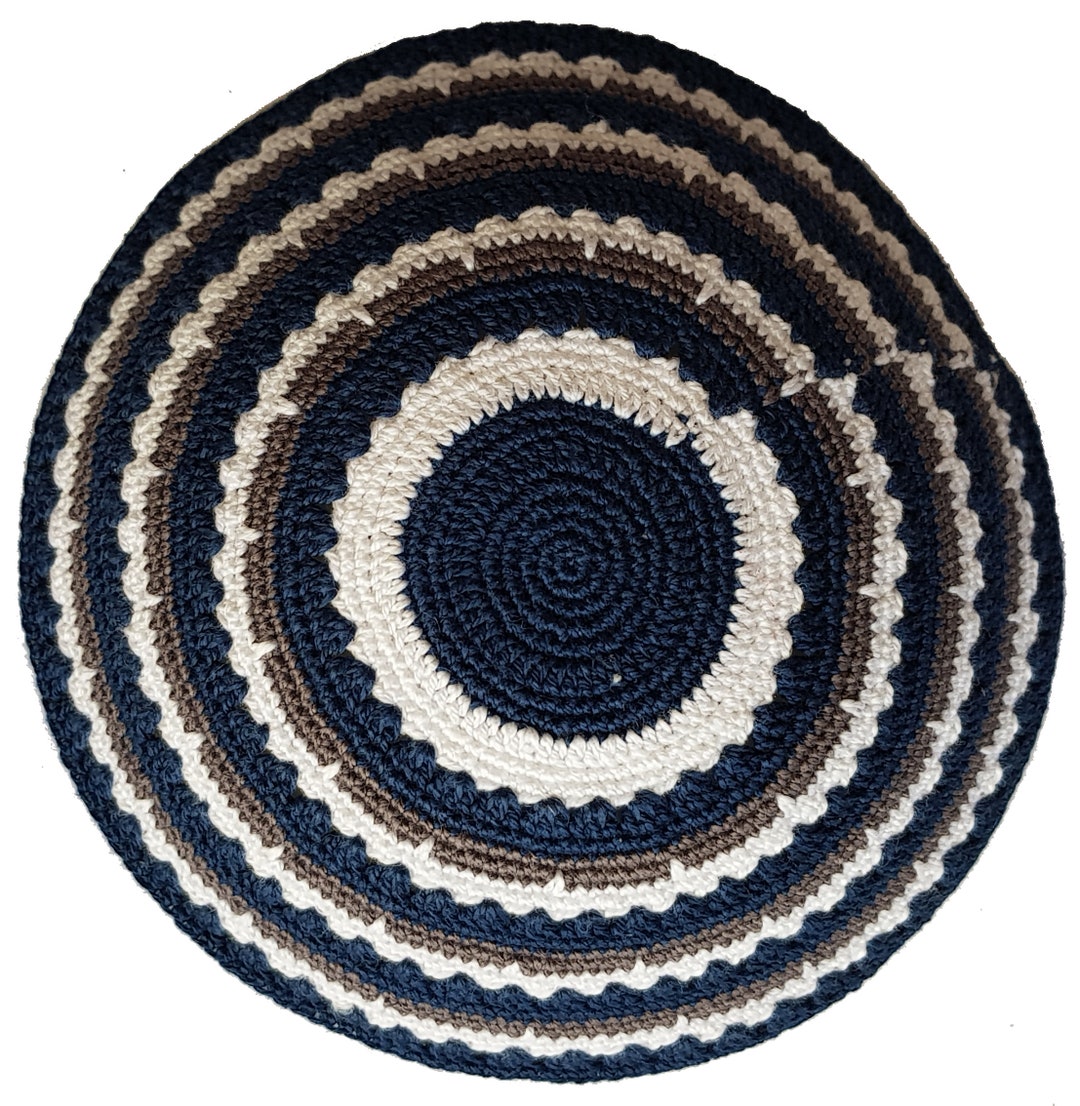 Kippah Jewish Kipa Hand Knit Kippot DMC 16cm Judaica Crochet - Etsy España