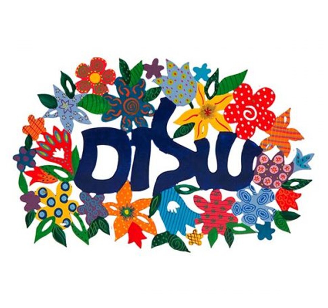 Shalom Flowers Wall Art Colorful Shalom שלום in Hebrew - Etsy