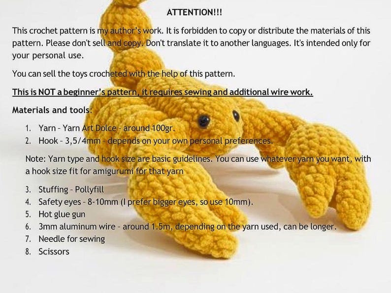 Scorpion Amigurumi Crochet Pattern – PDF Digital Download - Etsy