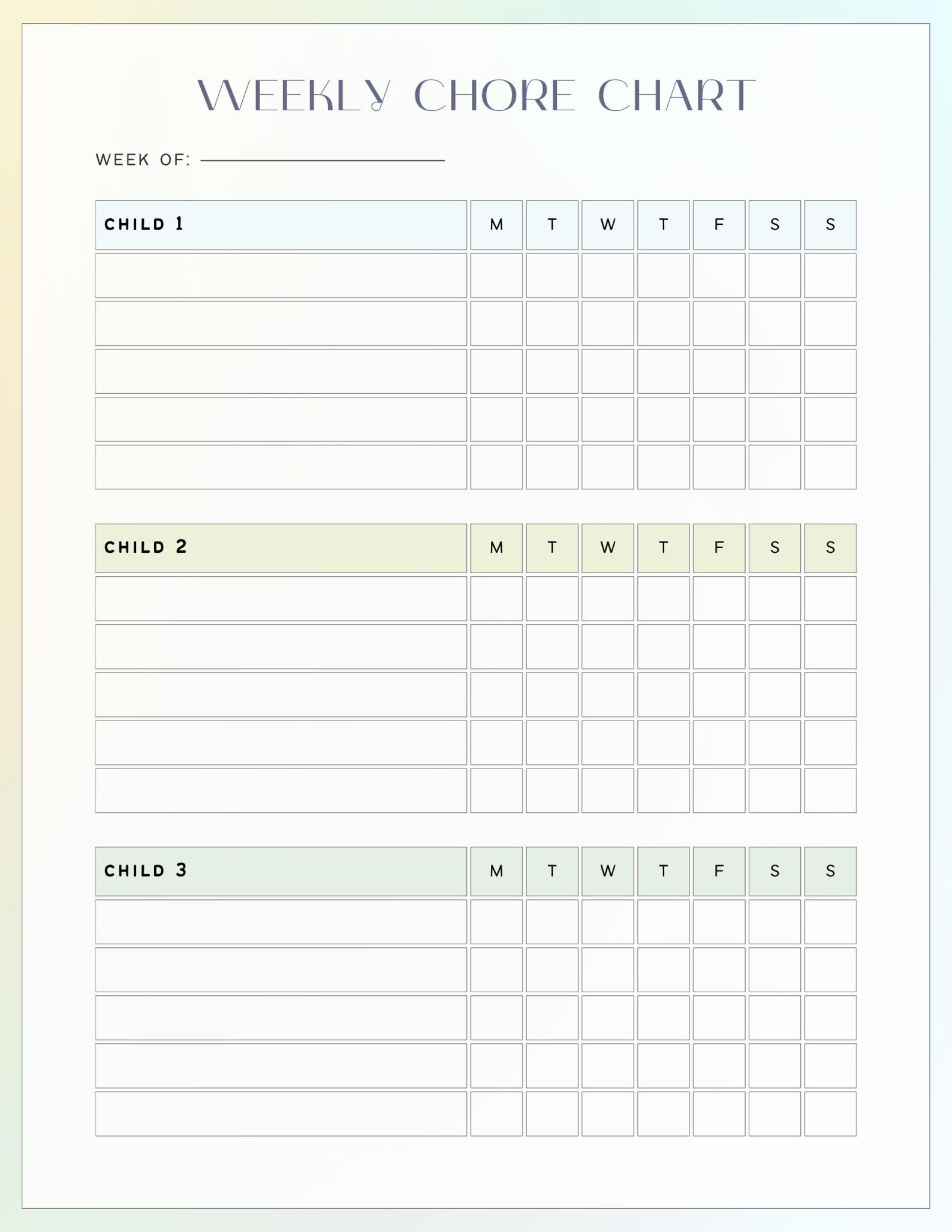 Editable Weekly Chore Chart Printable | Family Chore Chart for Kids ...