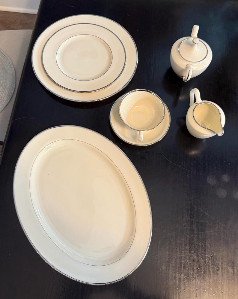 Vintage Lenox Montclair Presidential China: 12-piece Platinum Rim Bone ...