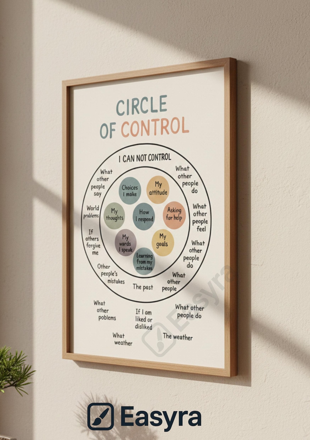 Circle of Control Poster | Mental Health Wall Art | Printable A4-A3-A2 ...