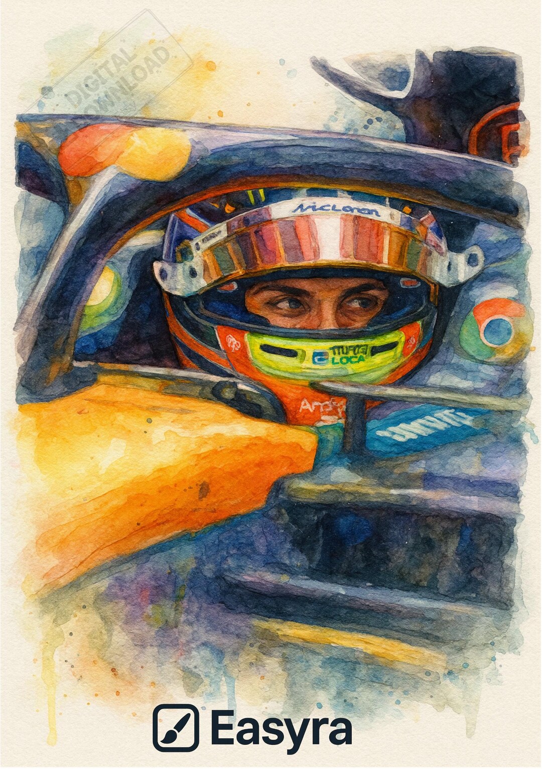 Mclaren F1 - Norris - Watercolor Art Print – Formula 1 Driver Portrait ...