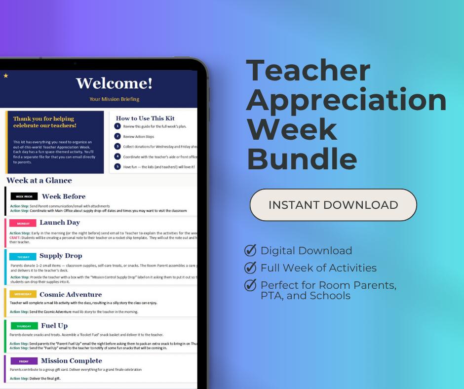 Teacher Appreciation Week Bundle | Space Theme, Room Parent Kit ...
