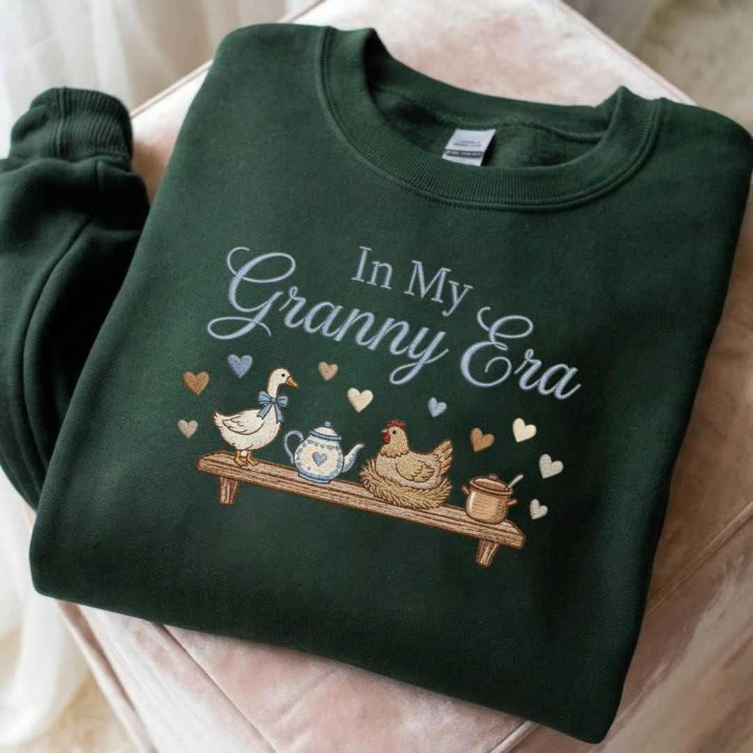 In My Granny Era Embroidered Design, Vintage Goose Cottagecore Art ...