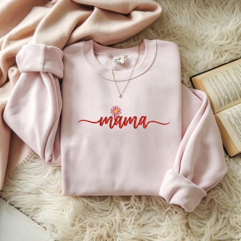 Mama Embroidery Design With Flower, Minimal Script Mom Quote, Mother’s ...