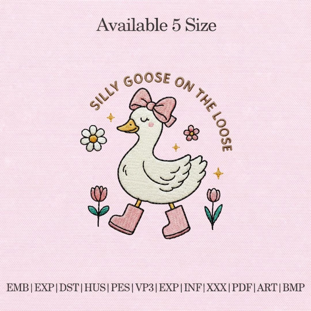 Silly Goose Embroidery Design, Cute Goose on the Loose Embroidery File ...