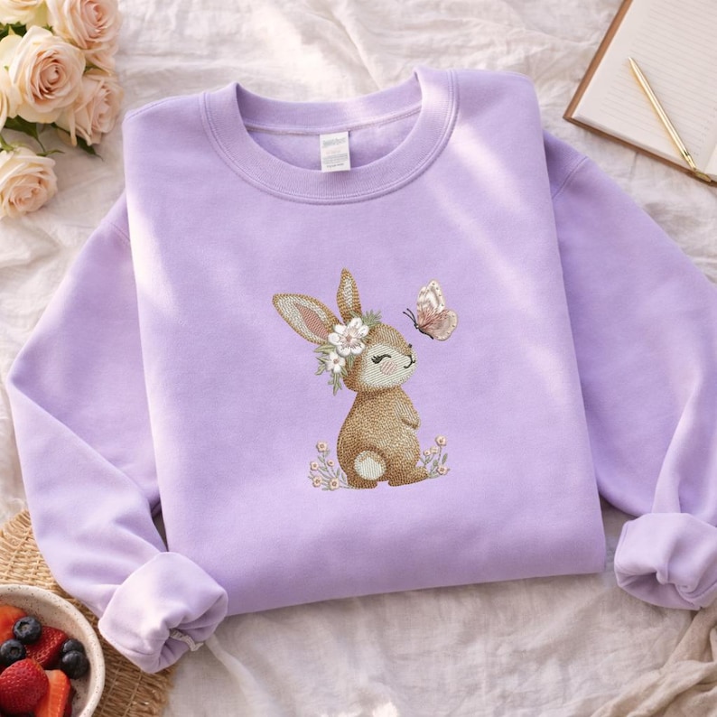 Bunny Embroidery Design, Wildflower Bunny Machine Embroidery File ...