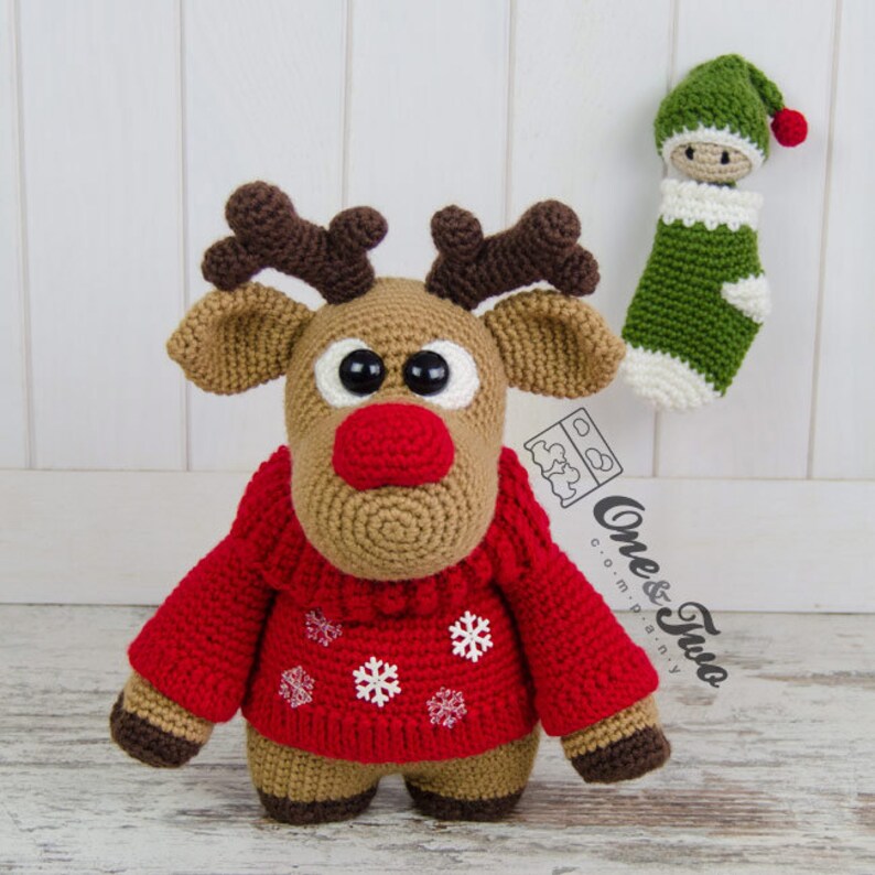 Red-nosed Reindeer Crochet Pattern · Rudolph Elf Christmas Stocking ...