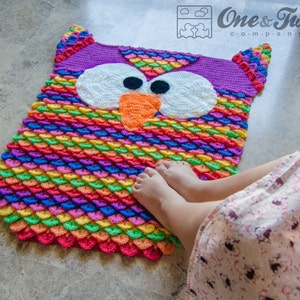 Instant Download - PDF CROCHET PATTERN - Colorful Owl Rug - Permission ...