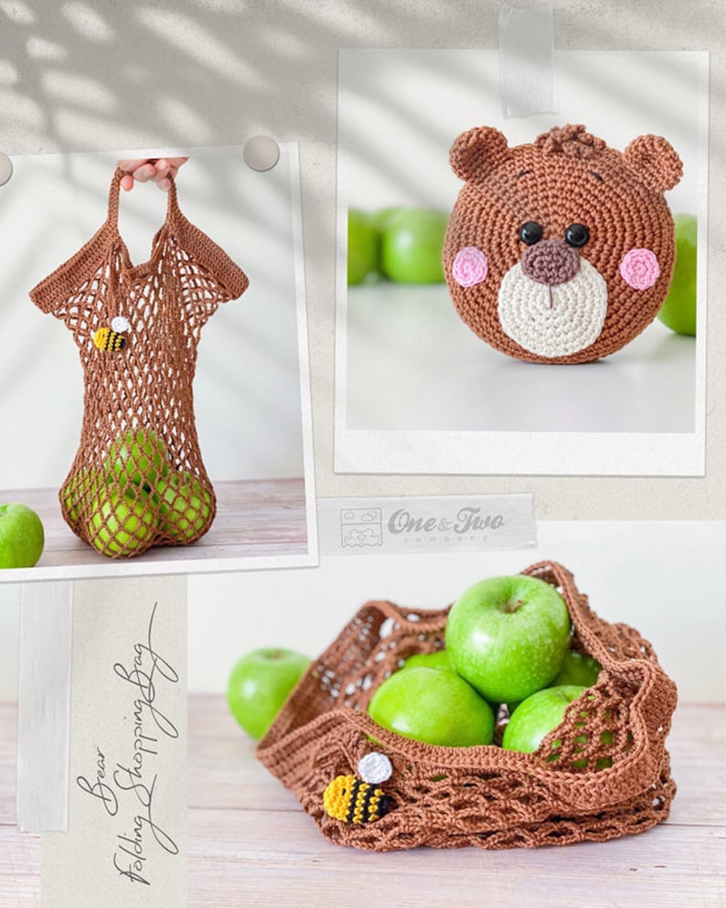 Folding Forest Animals Bag Crochet Pattern | Bear Owl Hedgehog | Eco ...