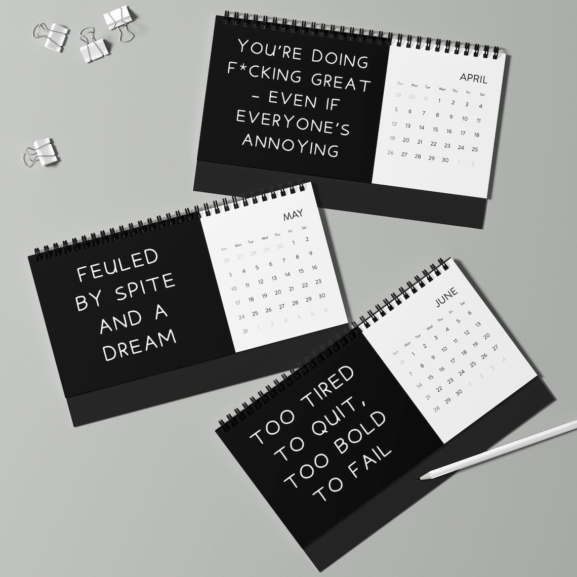 Snarky Spirit Desk Calendar 2026 - Unhinged Motivational Affirmations ...