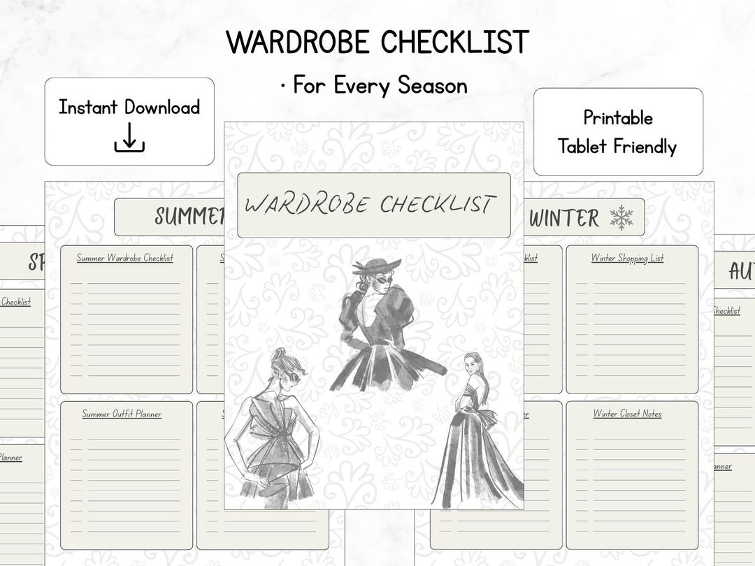 Wardrobe Planner, Capsule Wardrobe Checklist, Instant Donwload ...