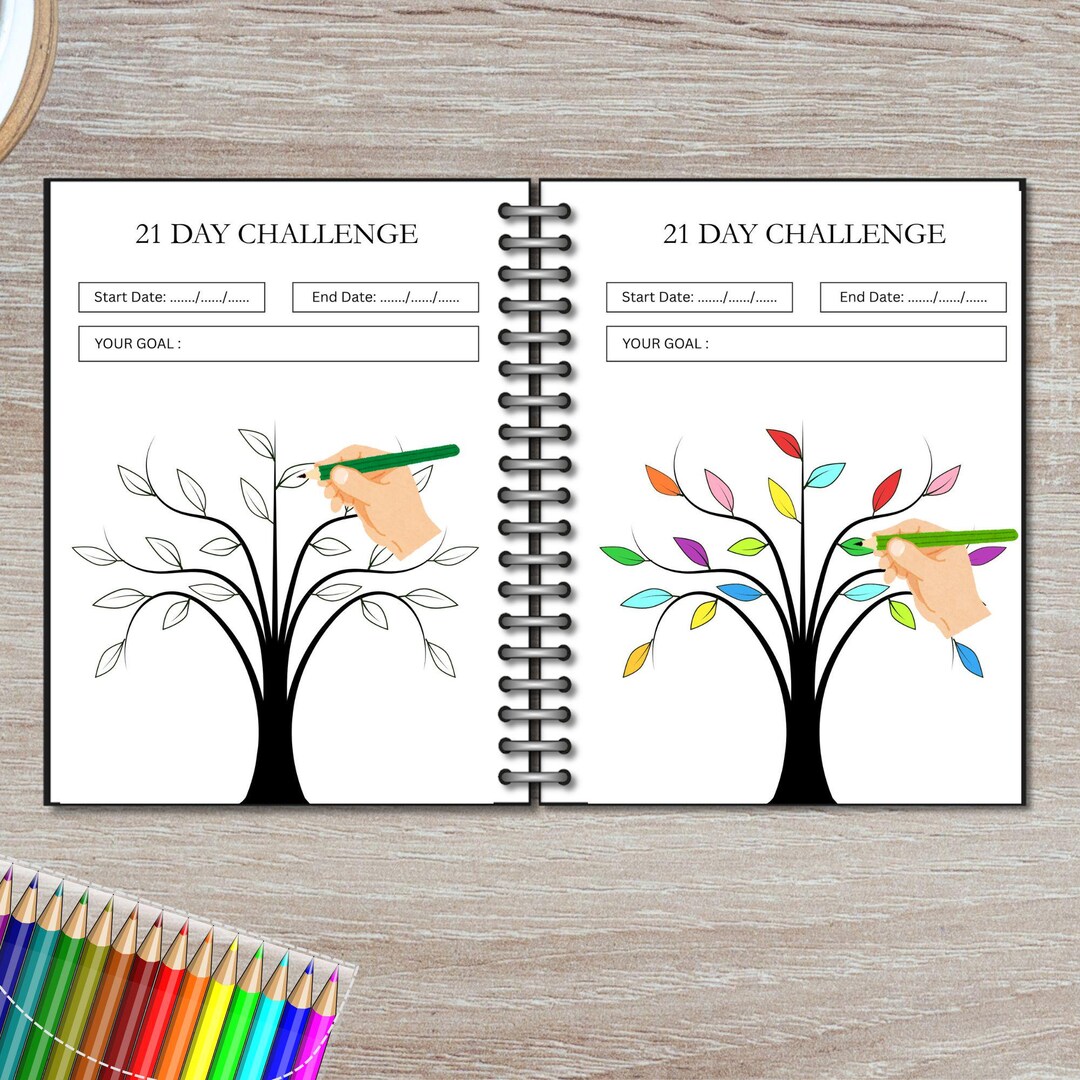 Printable Goal Tracker: 21 Day Habit Tree, Selfcare Challenge - Etsy