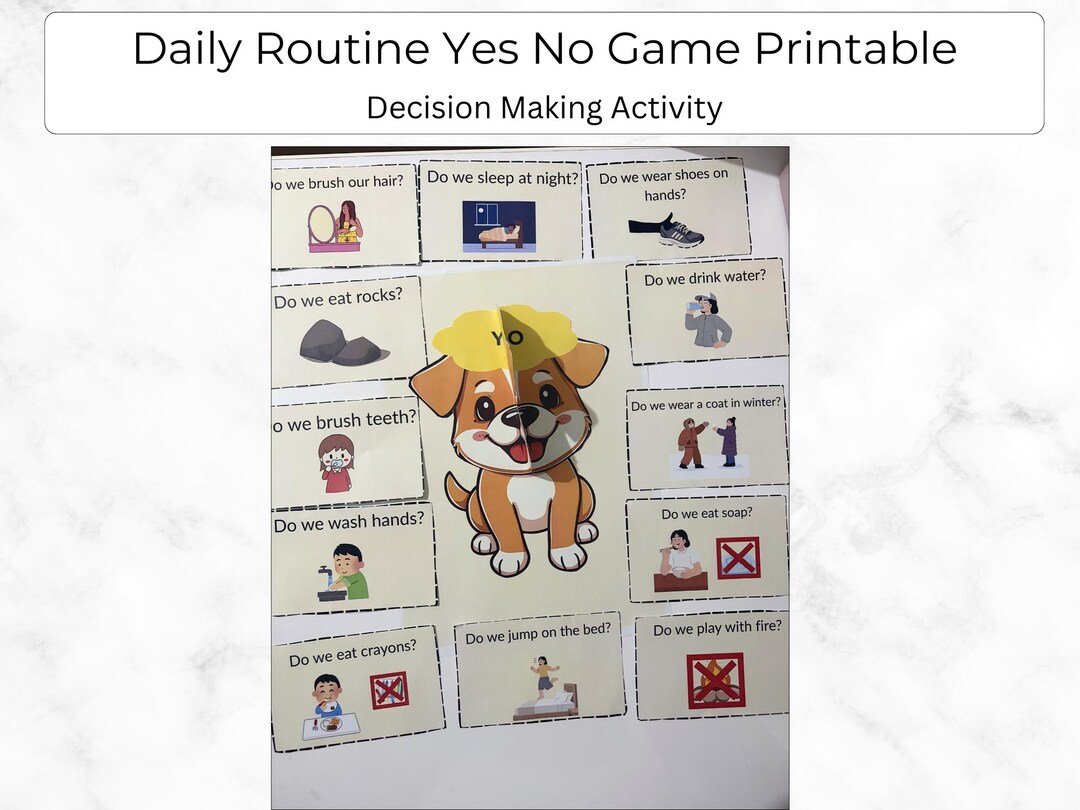 Daily Routine Yes No Game Printable, Preschool Decision Making Activity ...