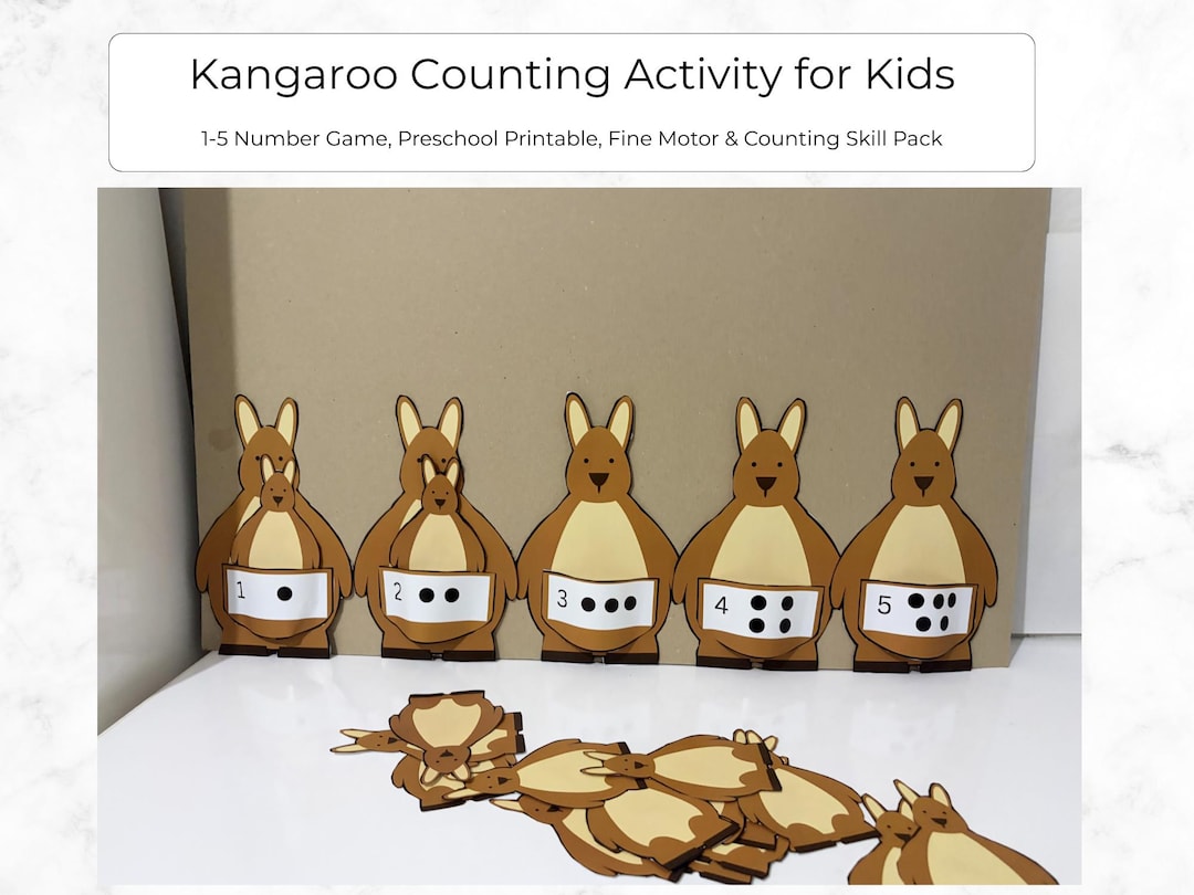 Kangaroo Counting Activity for Kids, Learning Numbers, Preschool ...