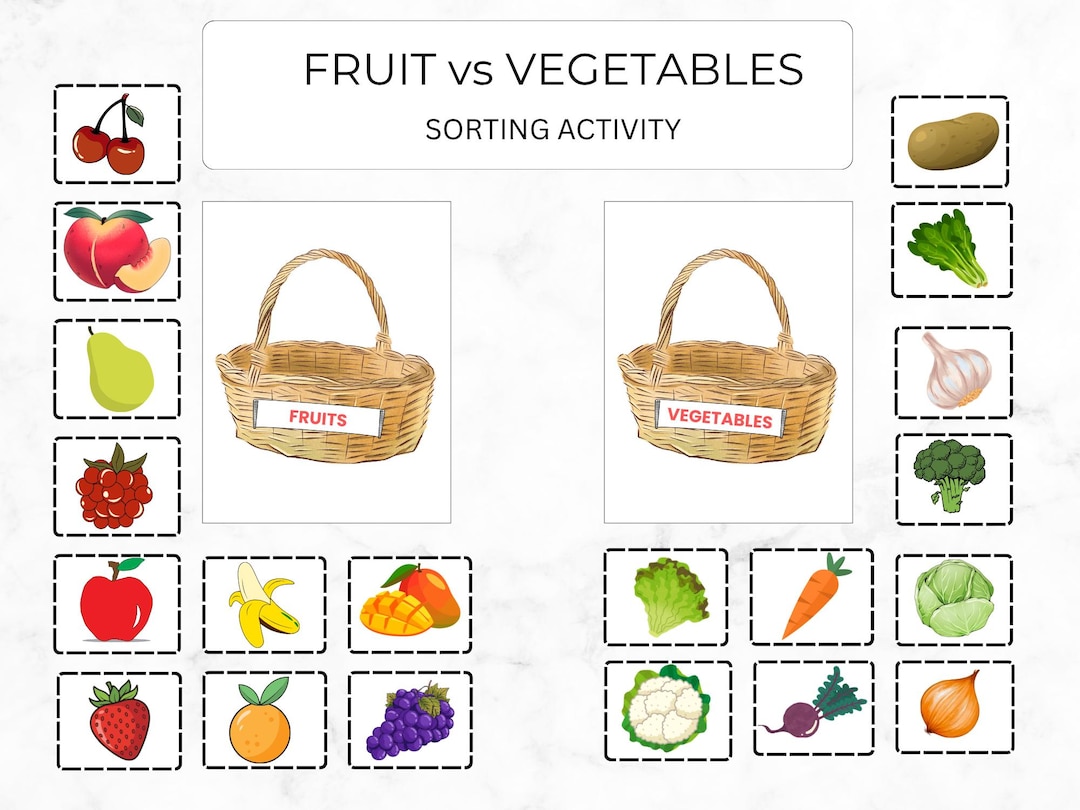 Fruit and Vegetables Sorting Activity, Food Sorting Printable, Fine ...