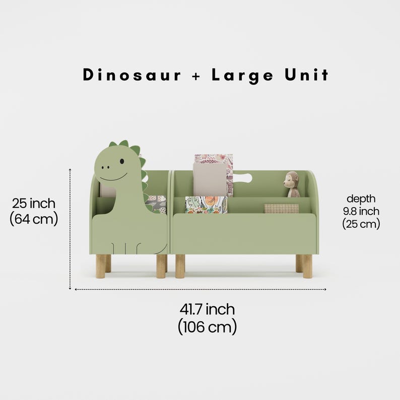 Montessori Dinosaur Bookcase – MDF Decorative Children's Room Storage ...