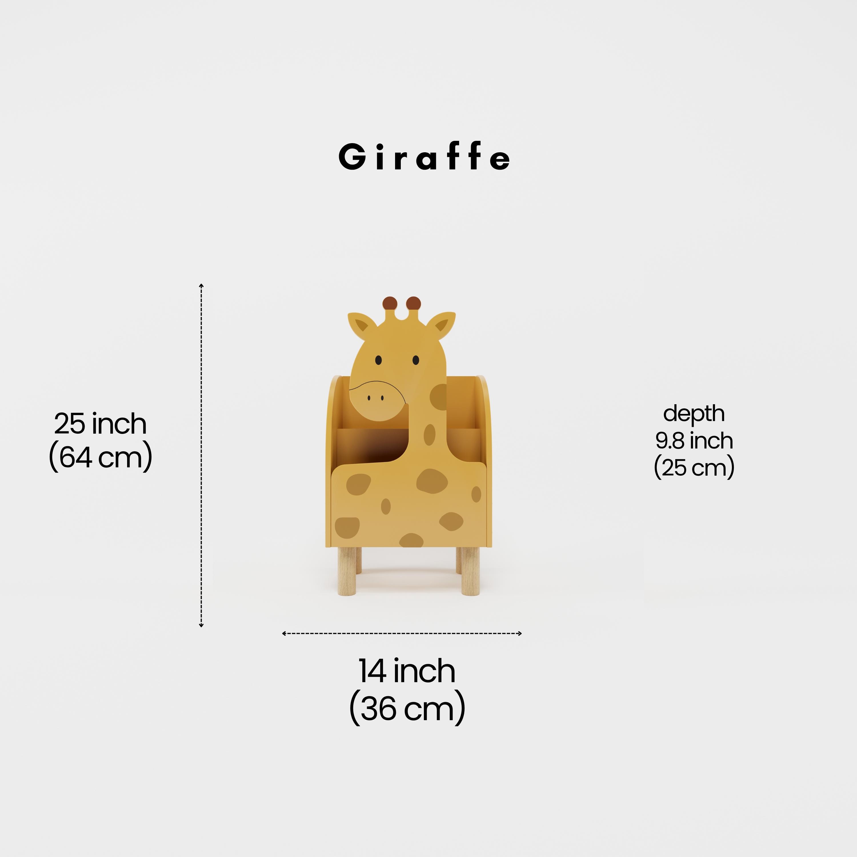 Montessori Giraffe Bookshelf – MDF Kids Bookcase – Kids Storage ...
