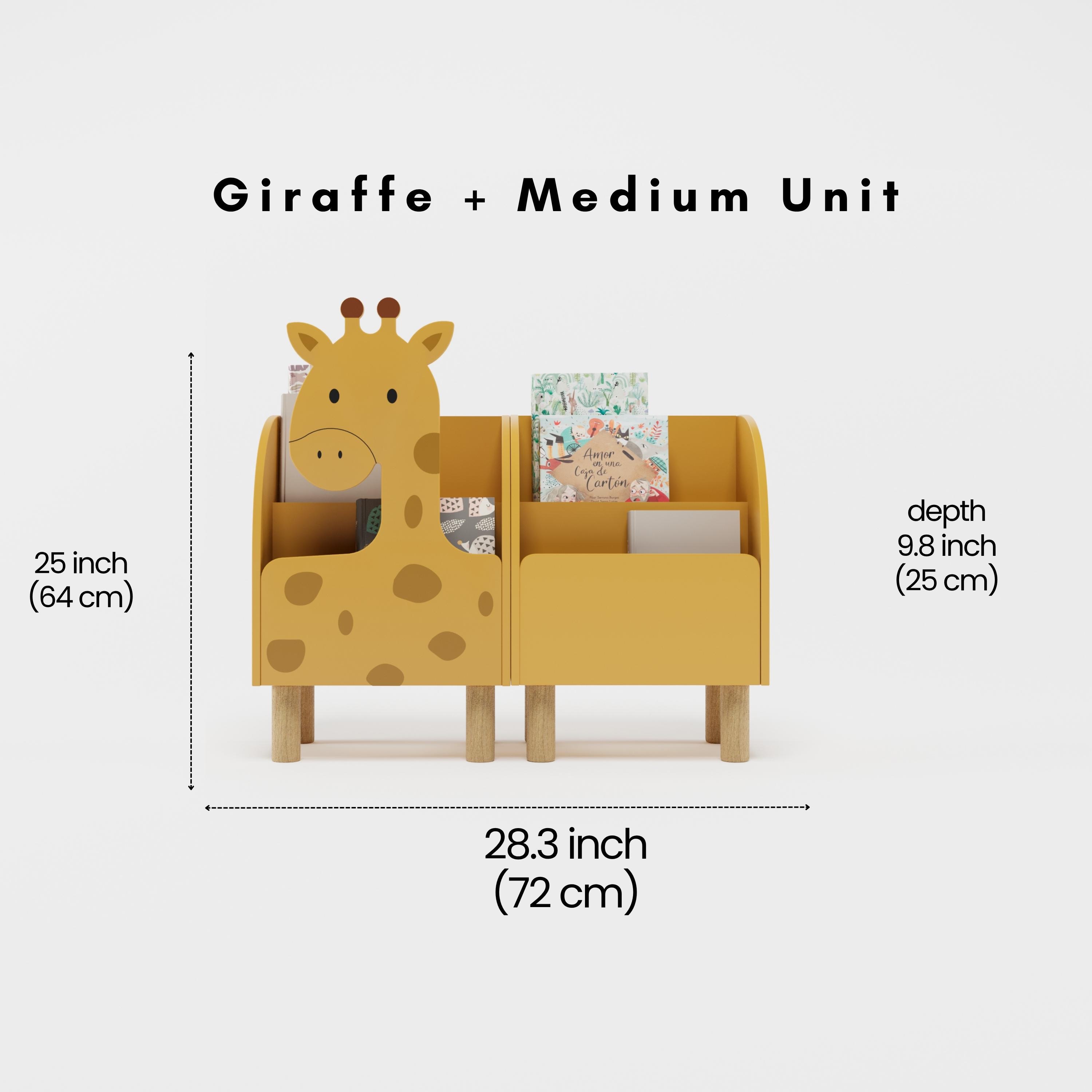 Montessori Giraffe Bookshelf – Yellow MDF Kids Bookcase. - Etsy