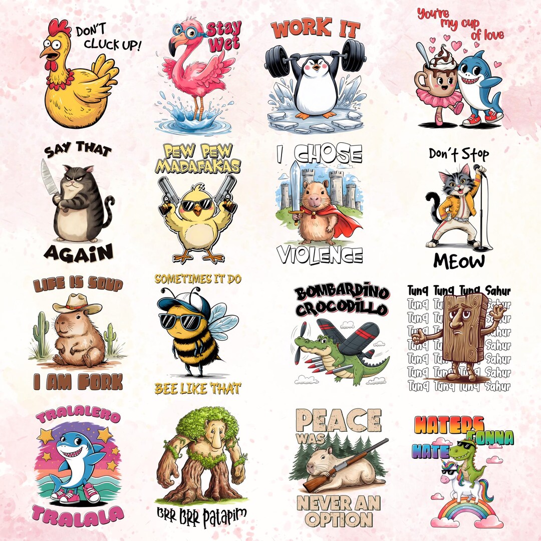 Italian Brainrot Funny Animals PNG Clipart Bundle, Meme Stickers ...