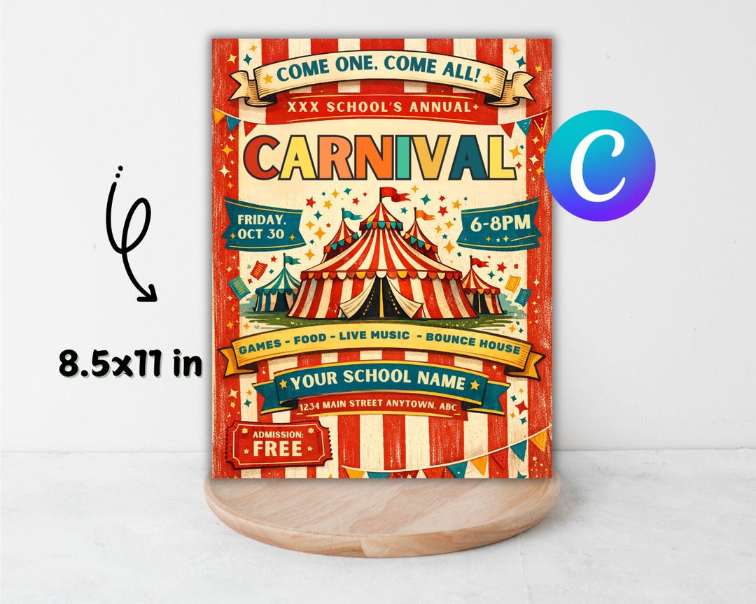 Editable Carnival Flyer Template School Invitation Fundraiser Instant ...