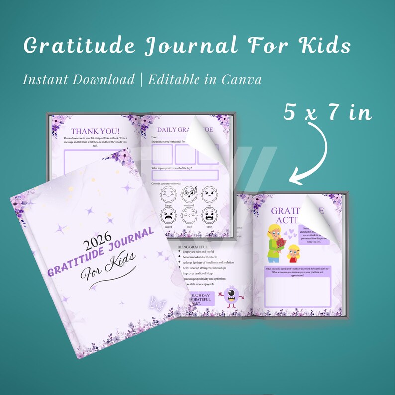 Gratitude Journal for Kids: Mindfulness Workbook, Editable in Canva ...