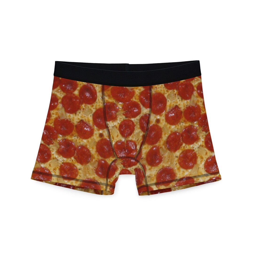 Pizza Boxer Briefs Funny Pepperoni Mens Underwear, Food Print Boxers ...