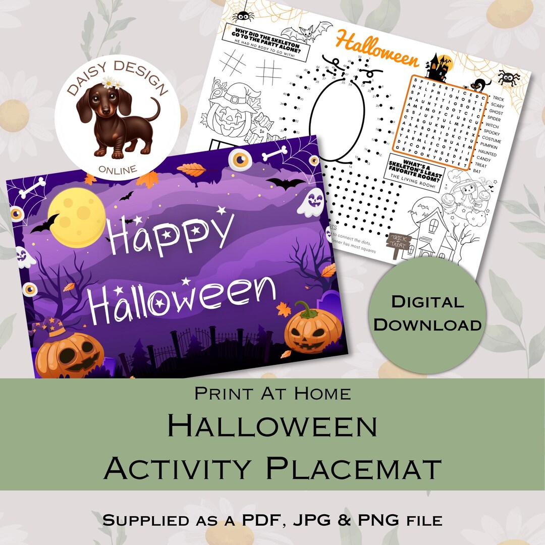 Printable Halloween Activity Placemat for Kids – Fun Colouring, Games ...