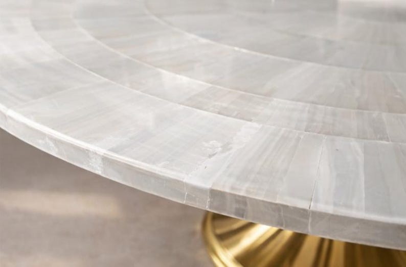 Selenite Stone Dining & Coffee Table, Large Round Luxury Handmade Table ...