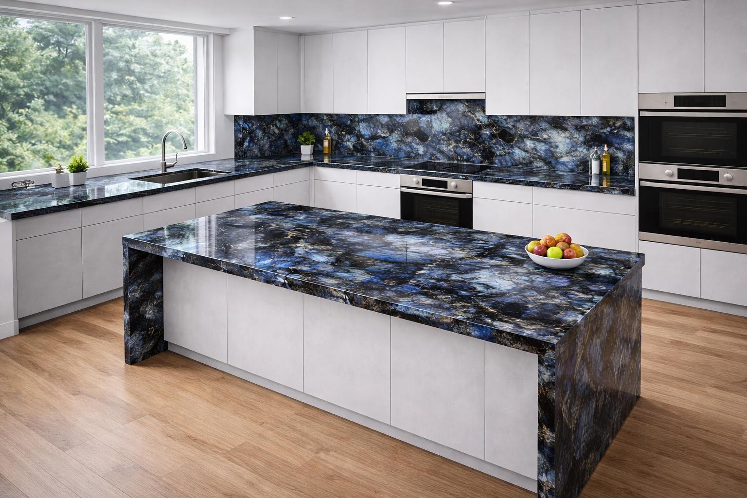 Bespoke Labradorite Kitchen Countertop – Polished Natural Stone Slab - Etsy