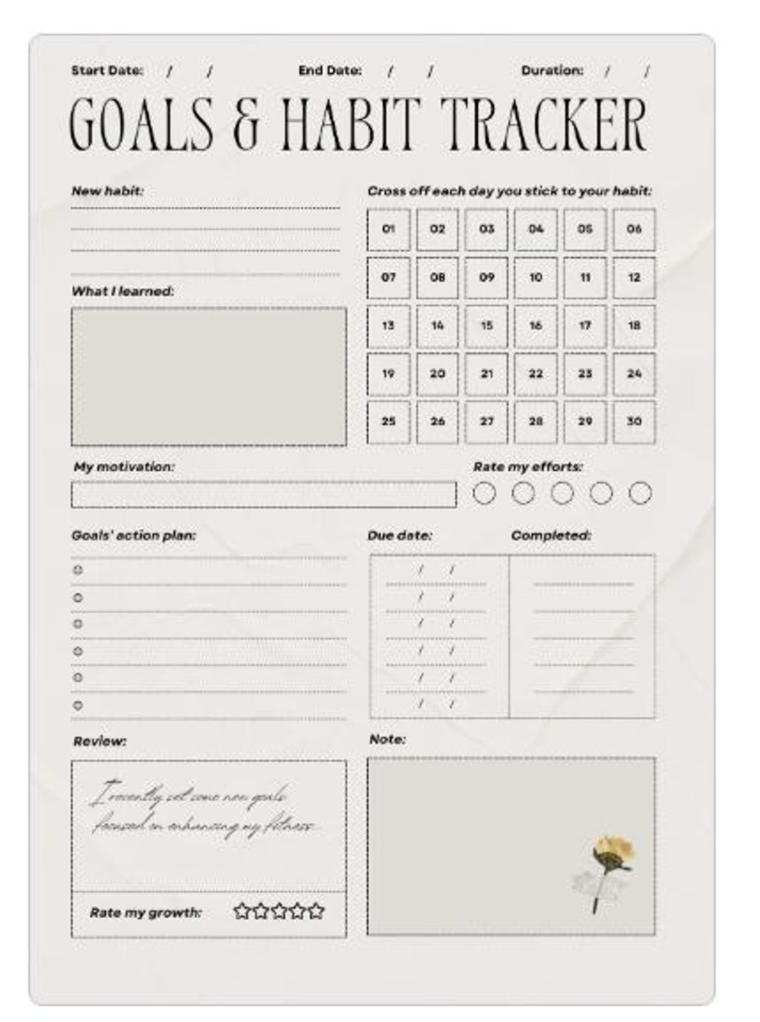 Beige Goals & Habit Tracker Planner Printable | Minimalist Daily ...