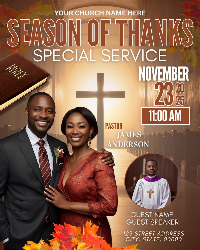 Editable Church Flyer Template | Season of Thanks Thanksgiving Service ...