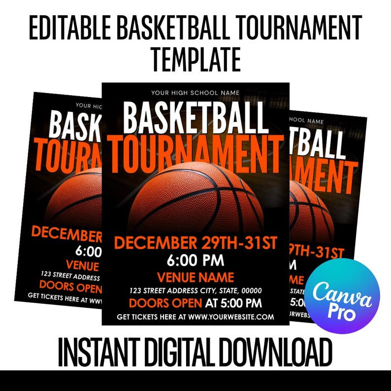 Editable Basketball Tournament Flyer Template | Canva (digital Download ...