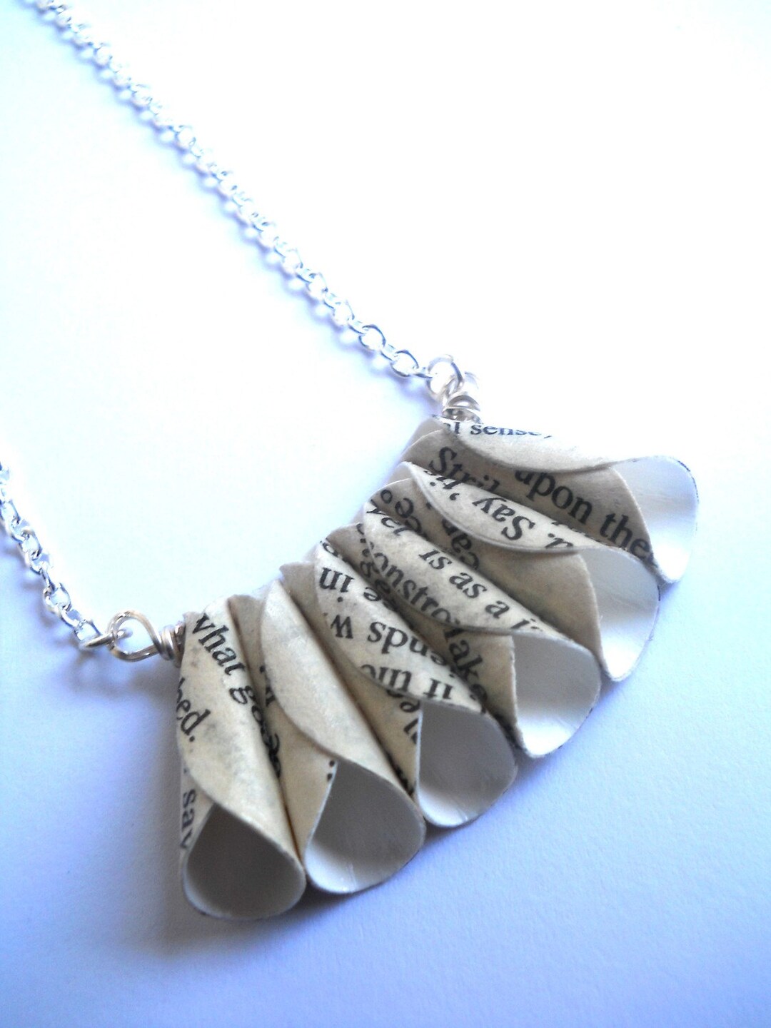 Book Page Necklace Shakespeare Necklace Paper Bead Jewelry Recycled ...