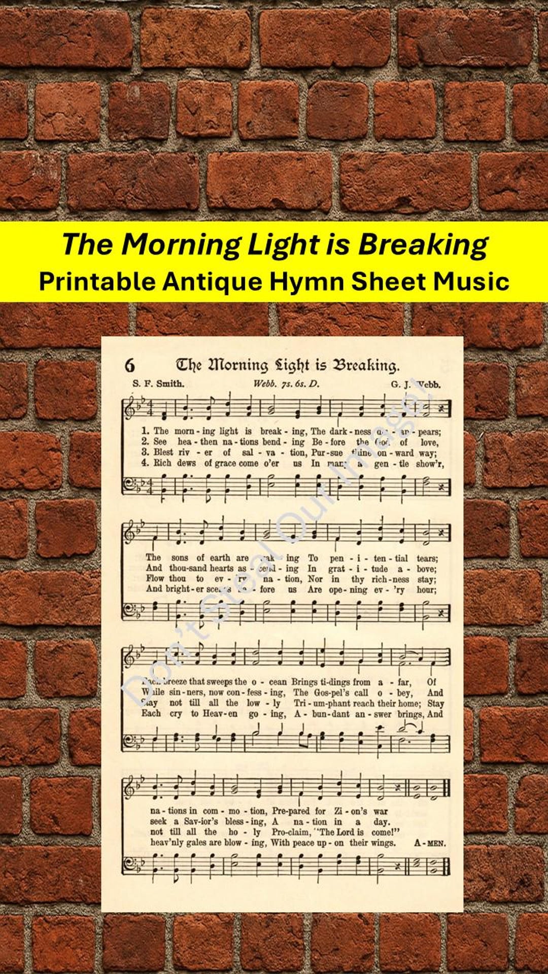 The Morning Light is Breaking Printable Antique Hymn Sheet Music - Etsy