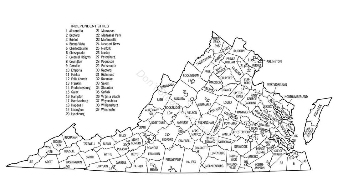 Virginia County Map Cut Files (digital Download) - Etsy