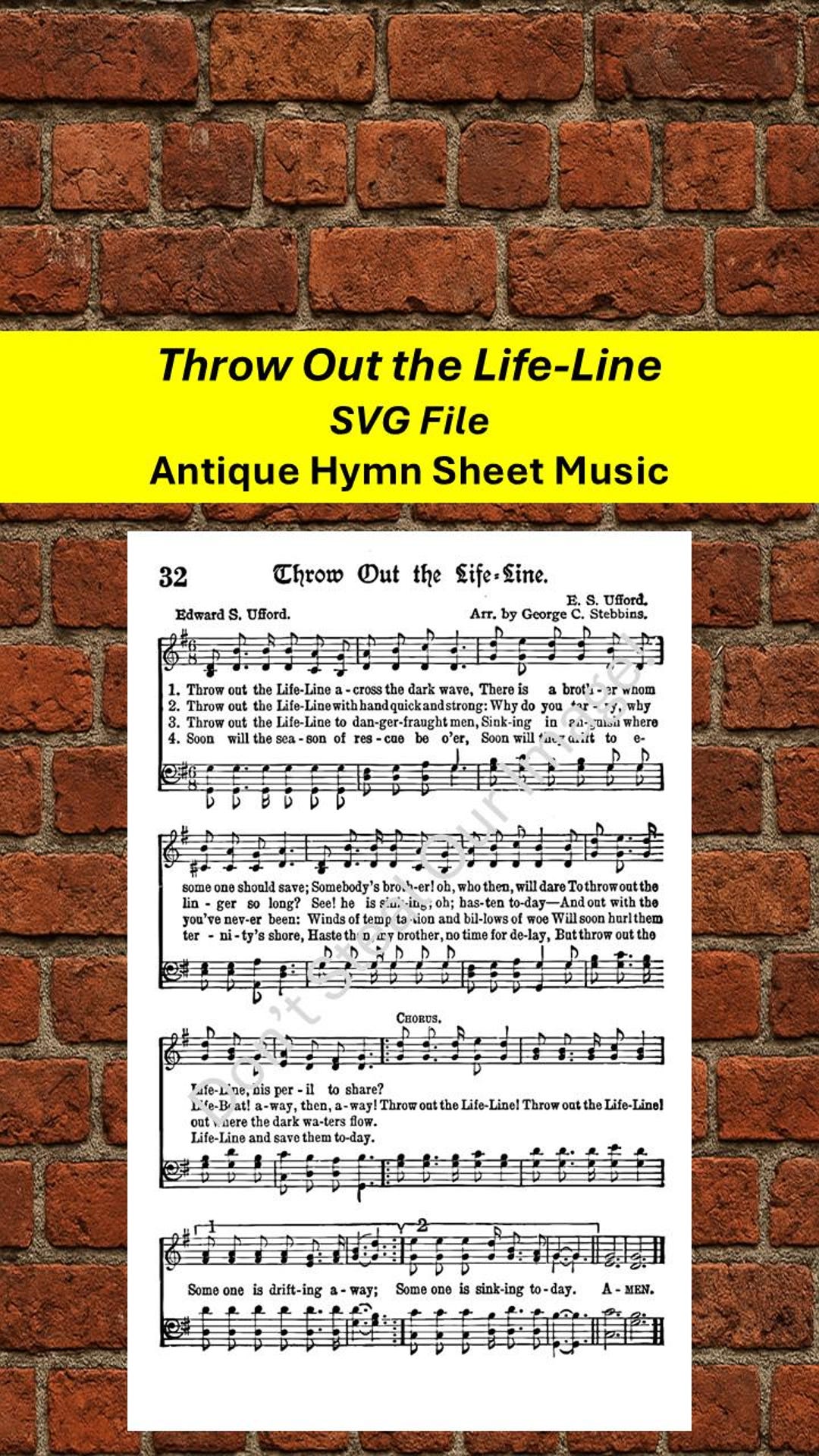 Throw Out the Life-line SVG Version Antique Hymn Sheet Music - Etsy