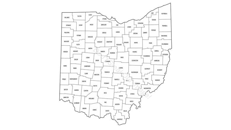 Ohio County Outline Map - Etsy