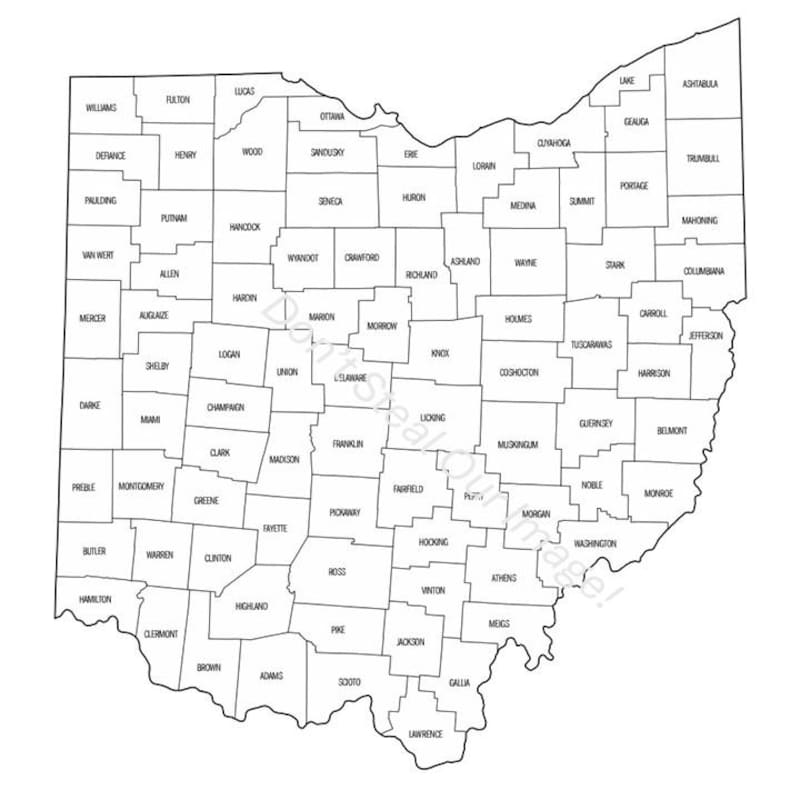 County in Ohio Map - Etsy